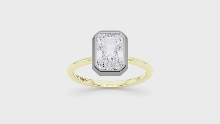 Mixed Metal Bezel Radiant Diamond Ring | Shop Now