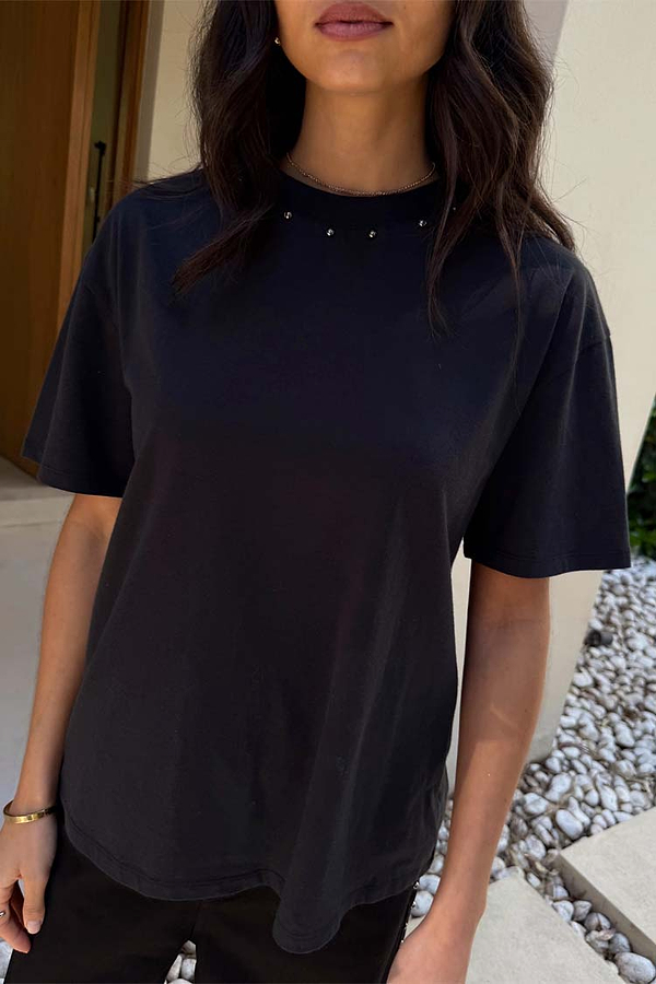 Black Studded T-Shirt – Never Fully Dressed