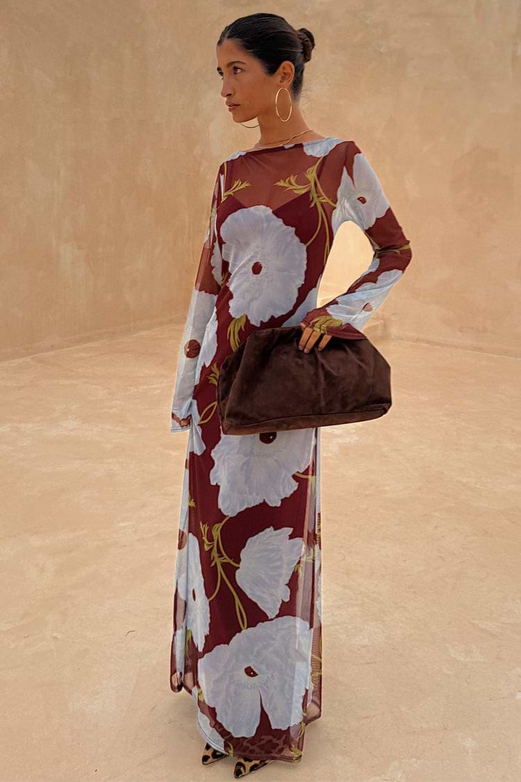 Burgundy & Blue Poppy Aria Dress – Never Fully Dressed