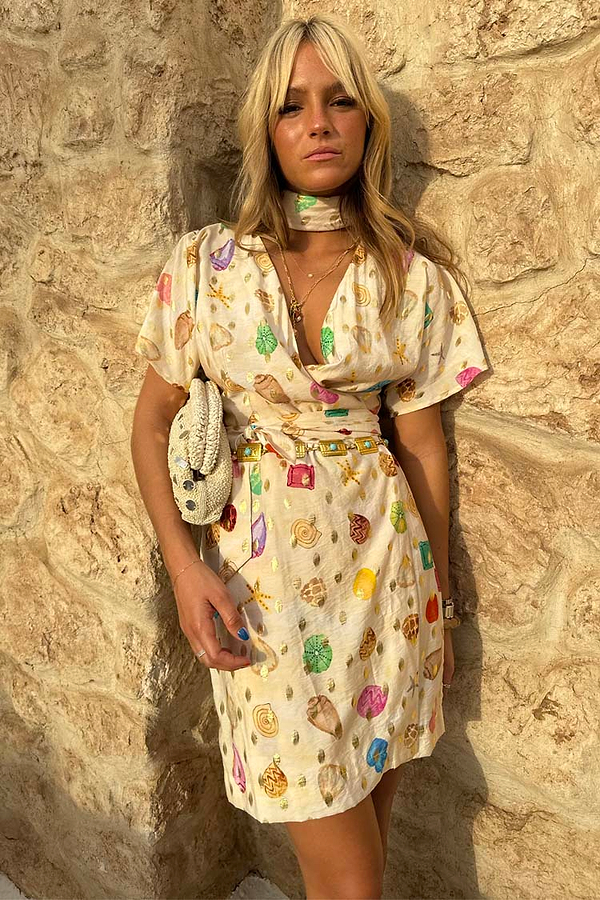 Cream Shell Mini Wrap Dress – Never Fully Dressed