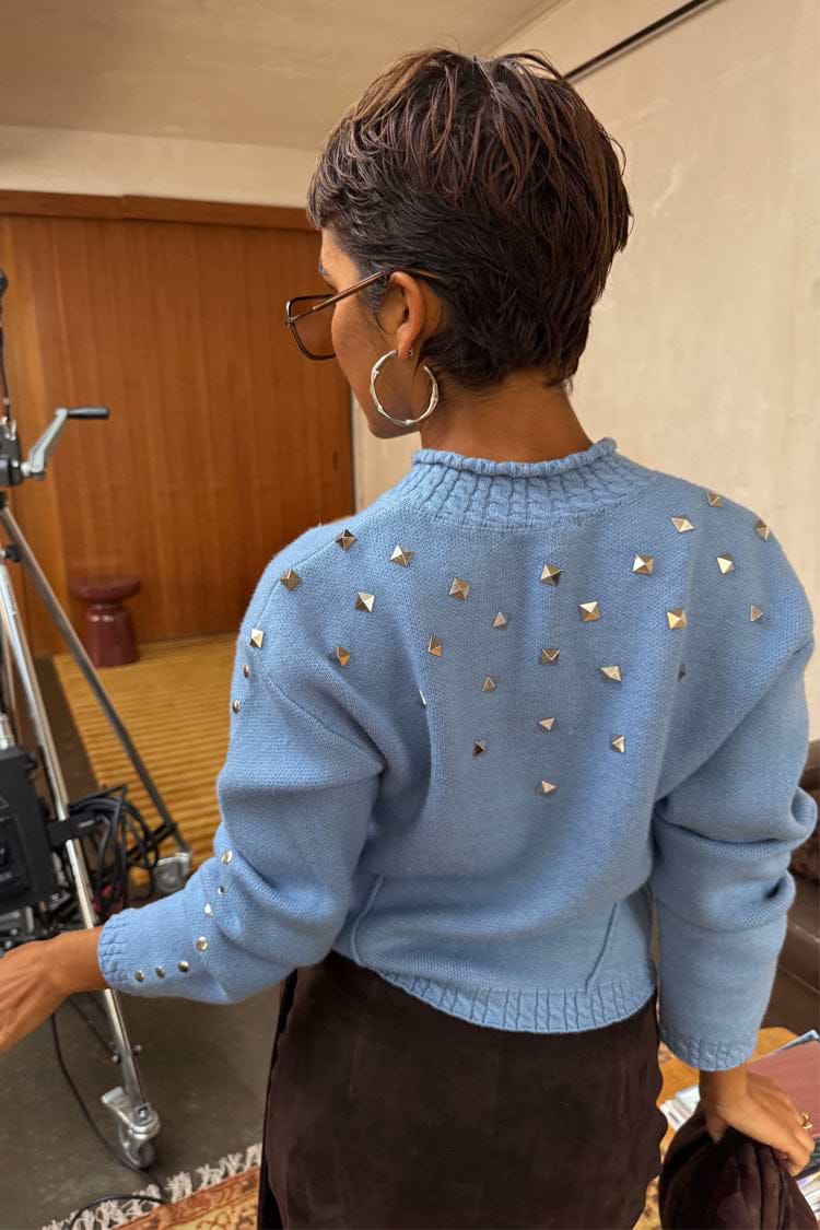 Ice Blue Studded Cardigan – Never Fully Dressed