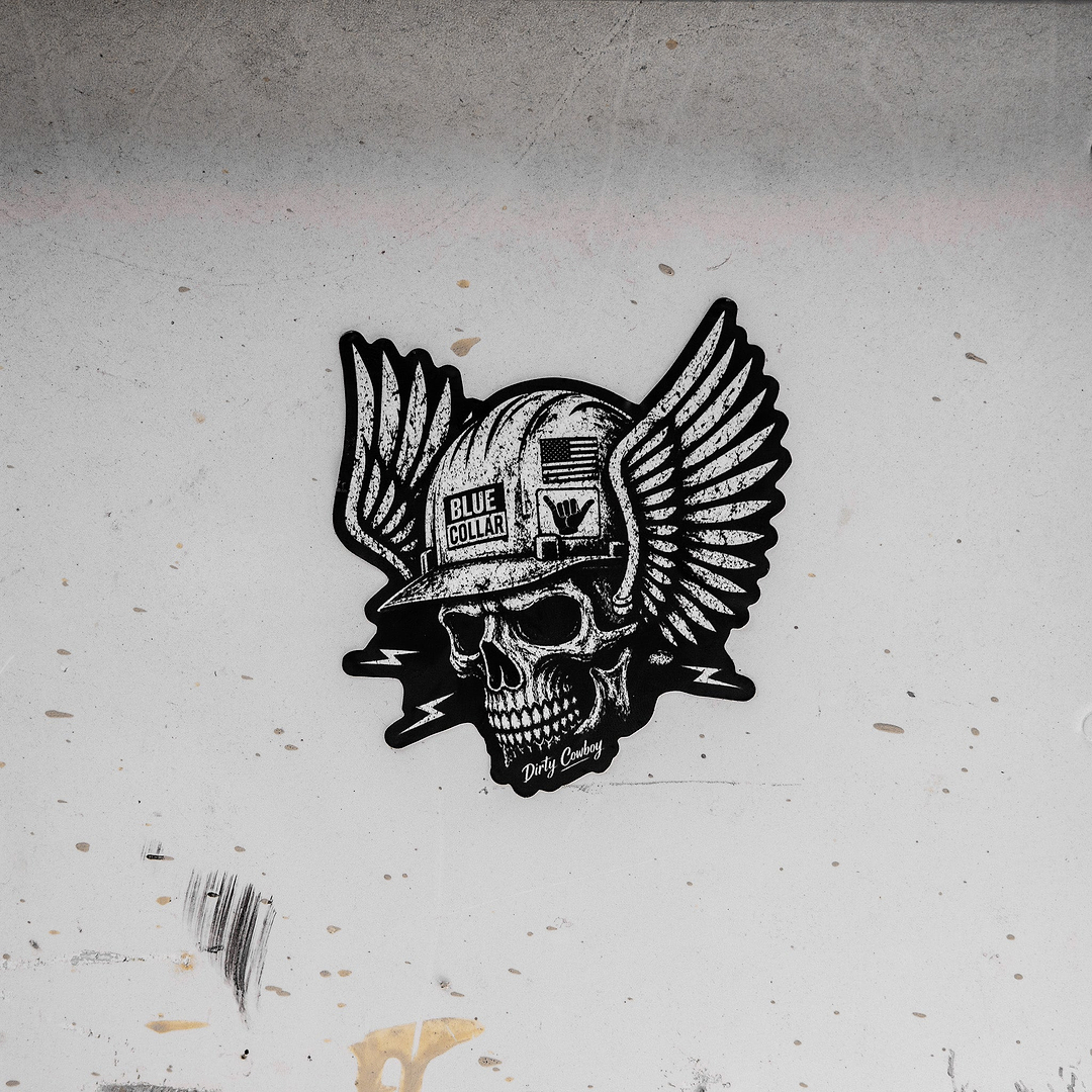 Blue Collar Skull Decal
