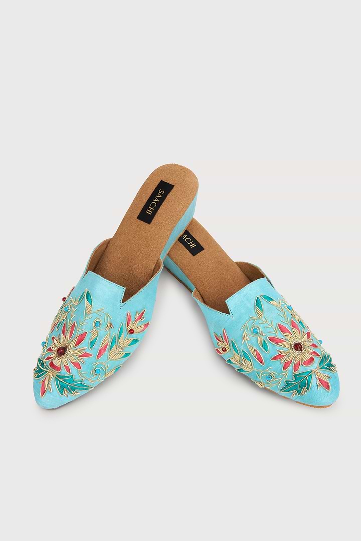 Hand-Embroidered Mules for Women | Artisan Velvet & Suede Shoes by SAACHI
