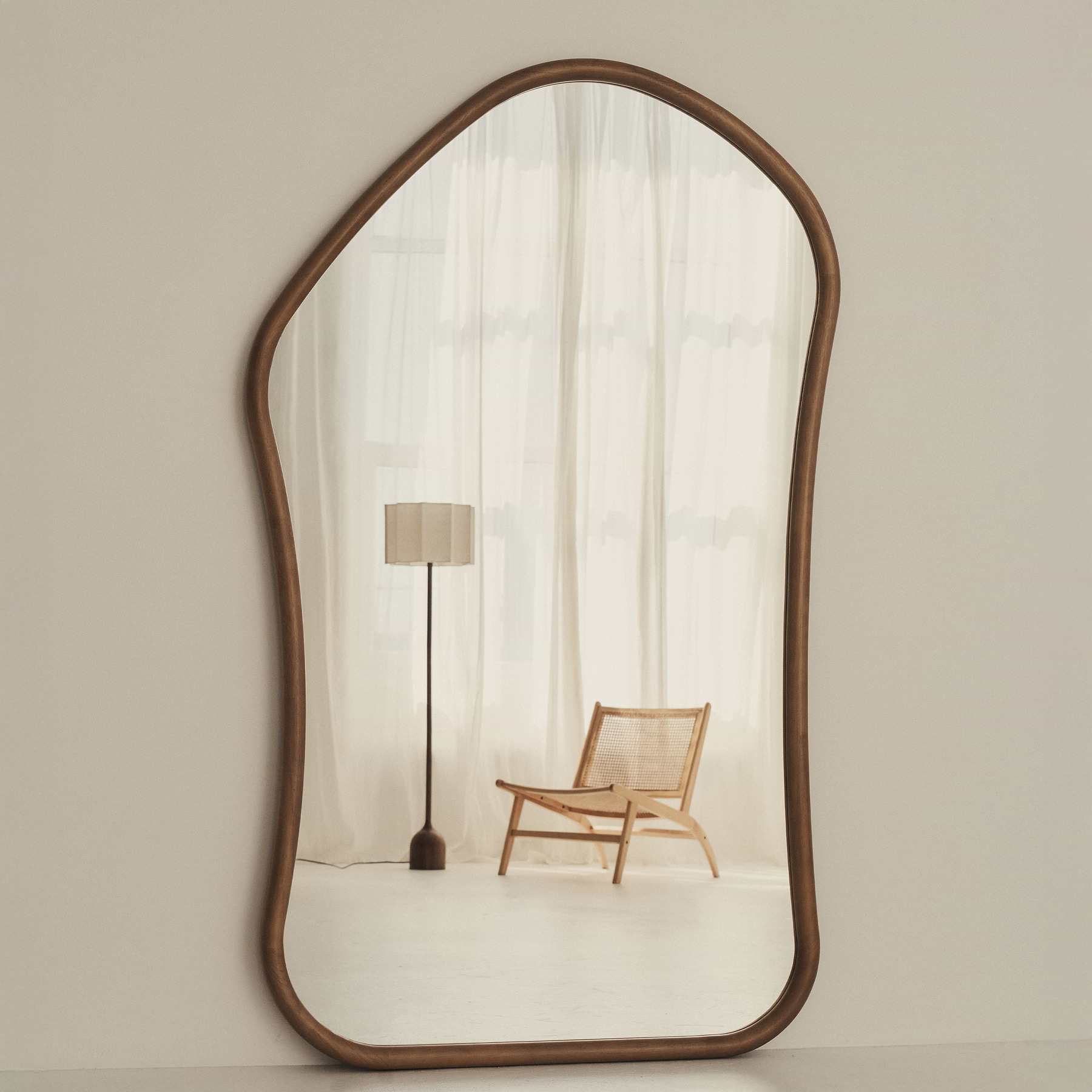 Aaliyah - Extra Large Full Length Warm Wood Irregular Mirror 180x110cm