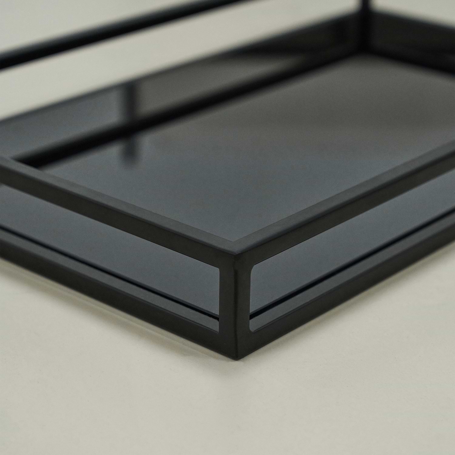 Black Modern Rectangle Tinted Mirrored Decorative Tray - Brooklyn