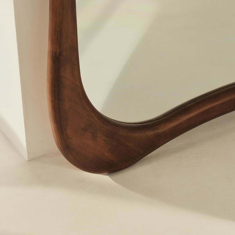 Arcurva - Extra Large Full Length Dark Wood Irregular Mirror 190x110cm
