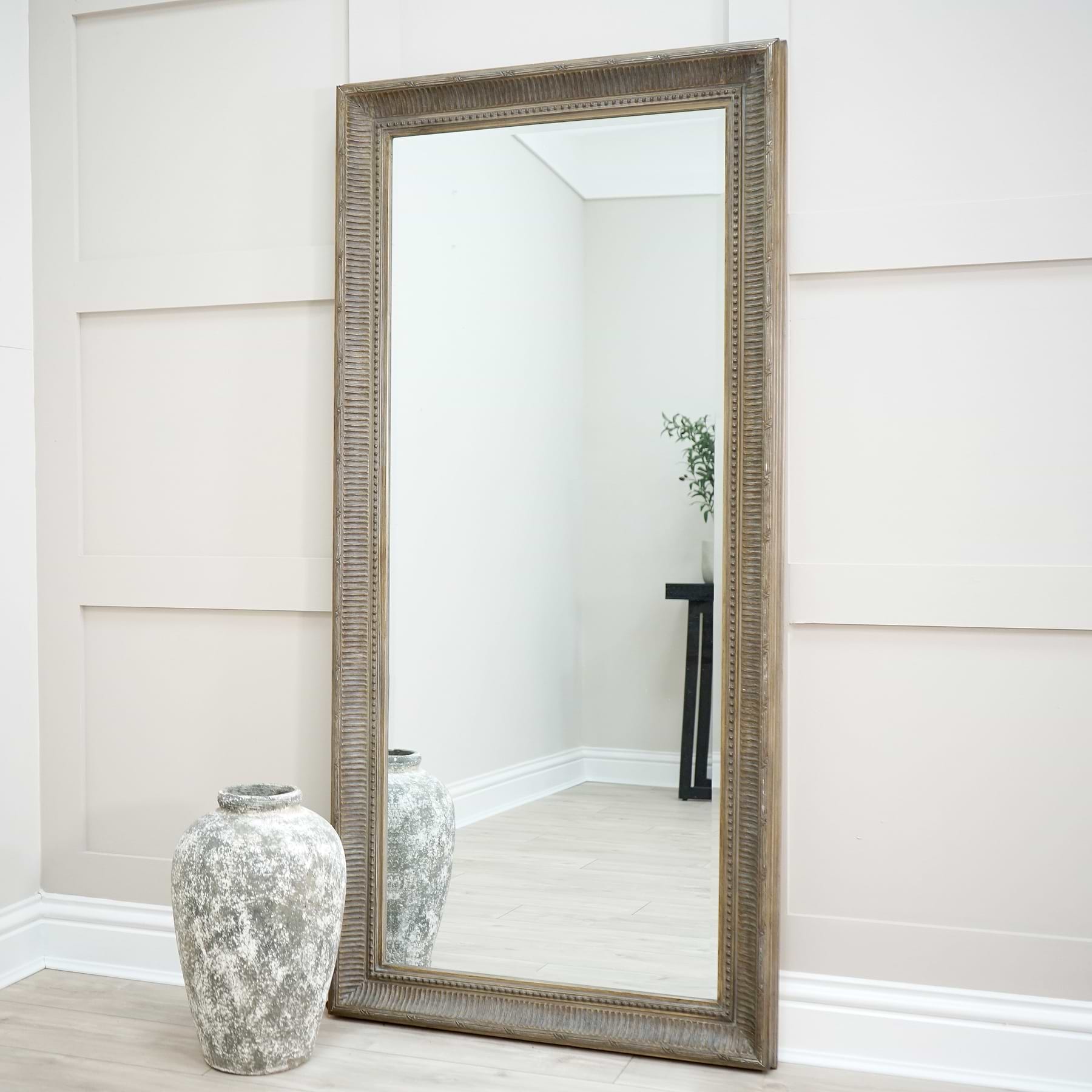 Full Length Large Washed Wood Mirror 166cm x 79cm - Antoine