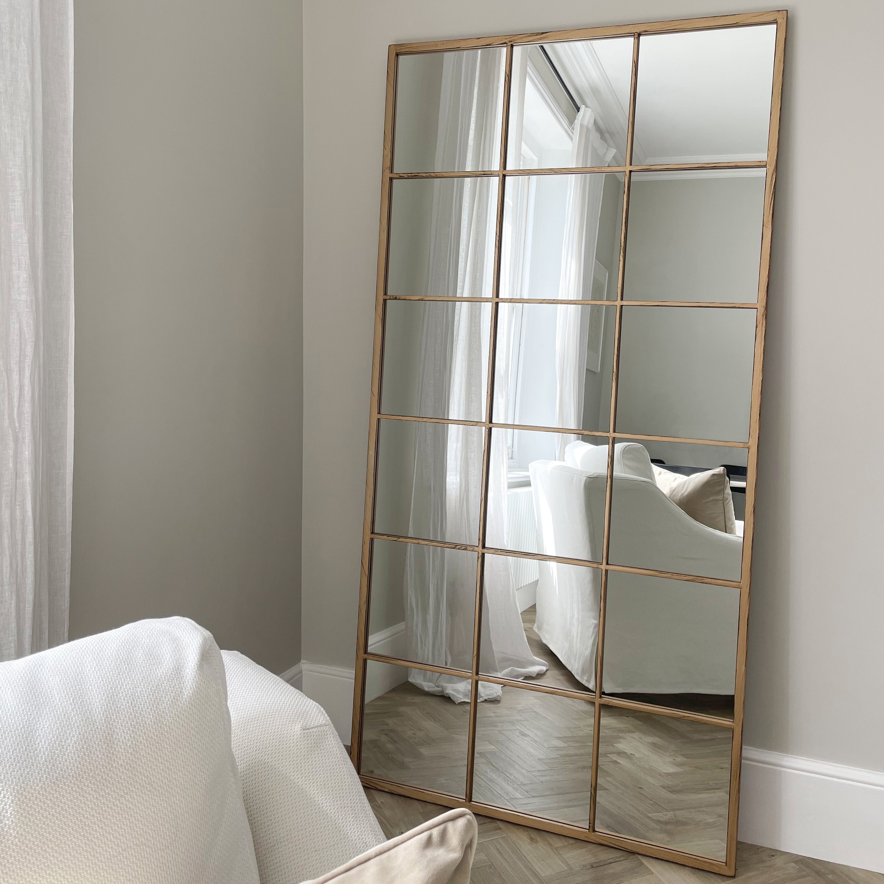 Full Length Large Gold Metal Window Mirror 180cm x 90cm - Brooklyn