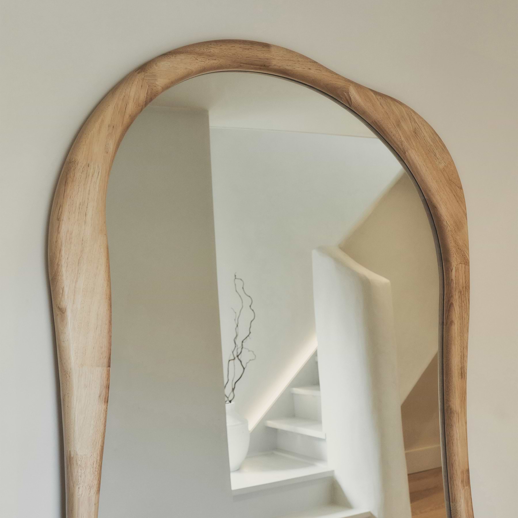 Arcurva Extra Large Full Length Light Wood Irregular Mirror 190x110cm
