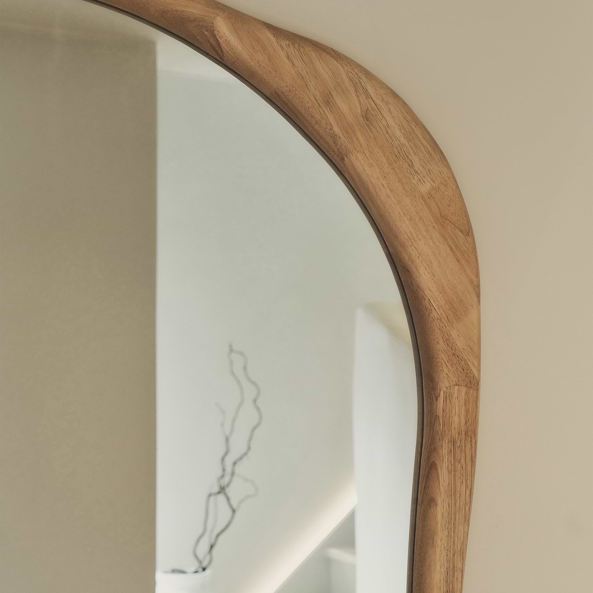 Arcurva Extra Large Full Length Light Wood Irregular Mirror 190x110cm