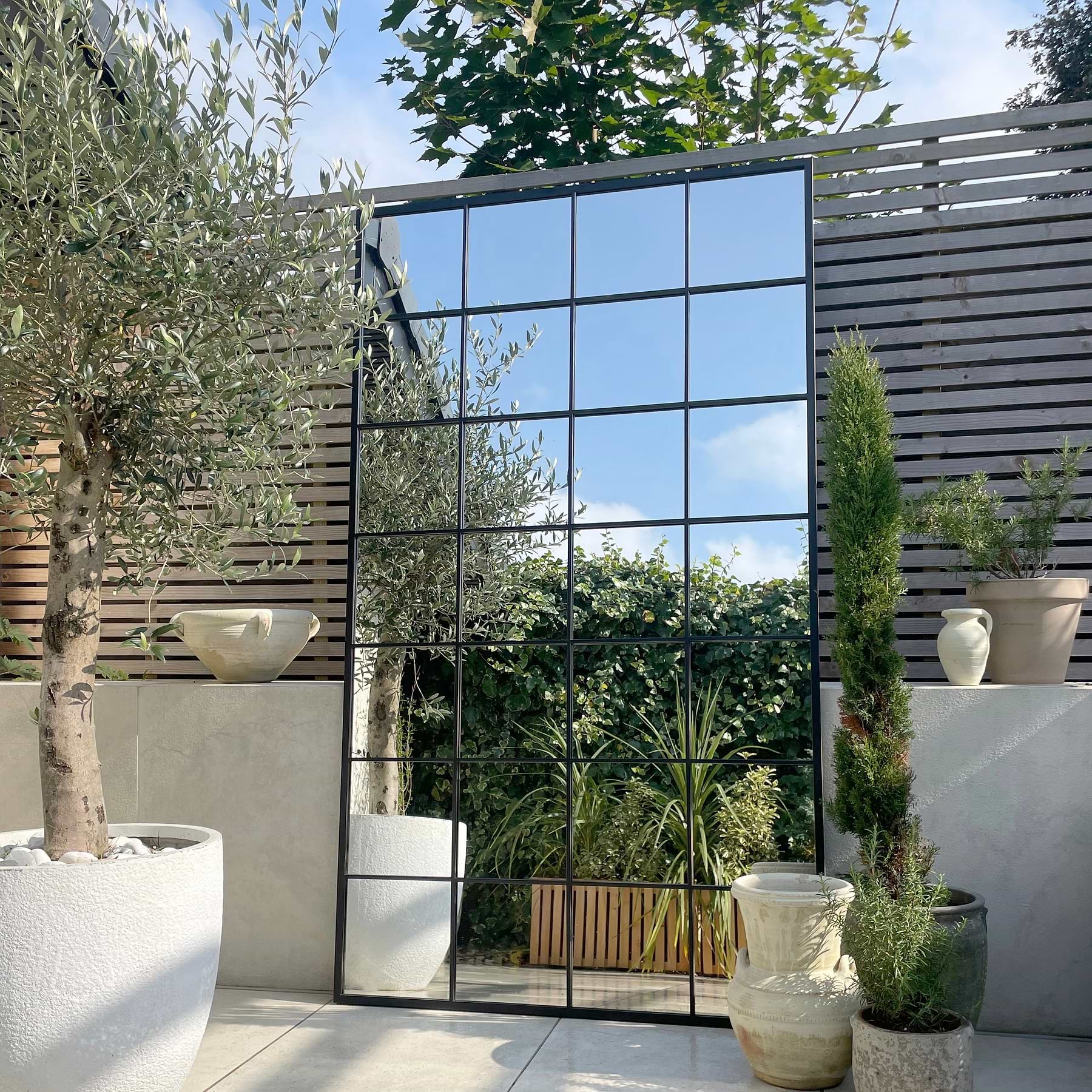 XL Full Length Black Metal Window Mirror 210cm x 120cm - Brooklyn