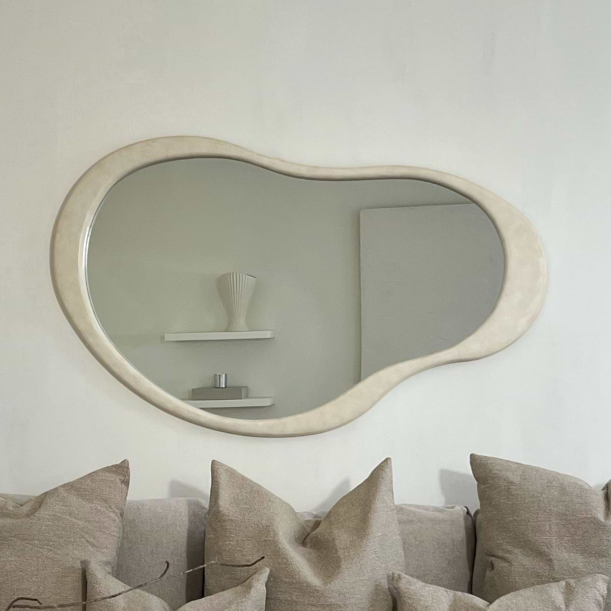 Large Overmantle Concrete Irregular Mirror 130cm x 80cm - Arcurva