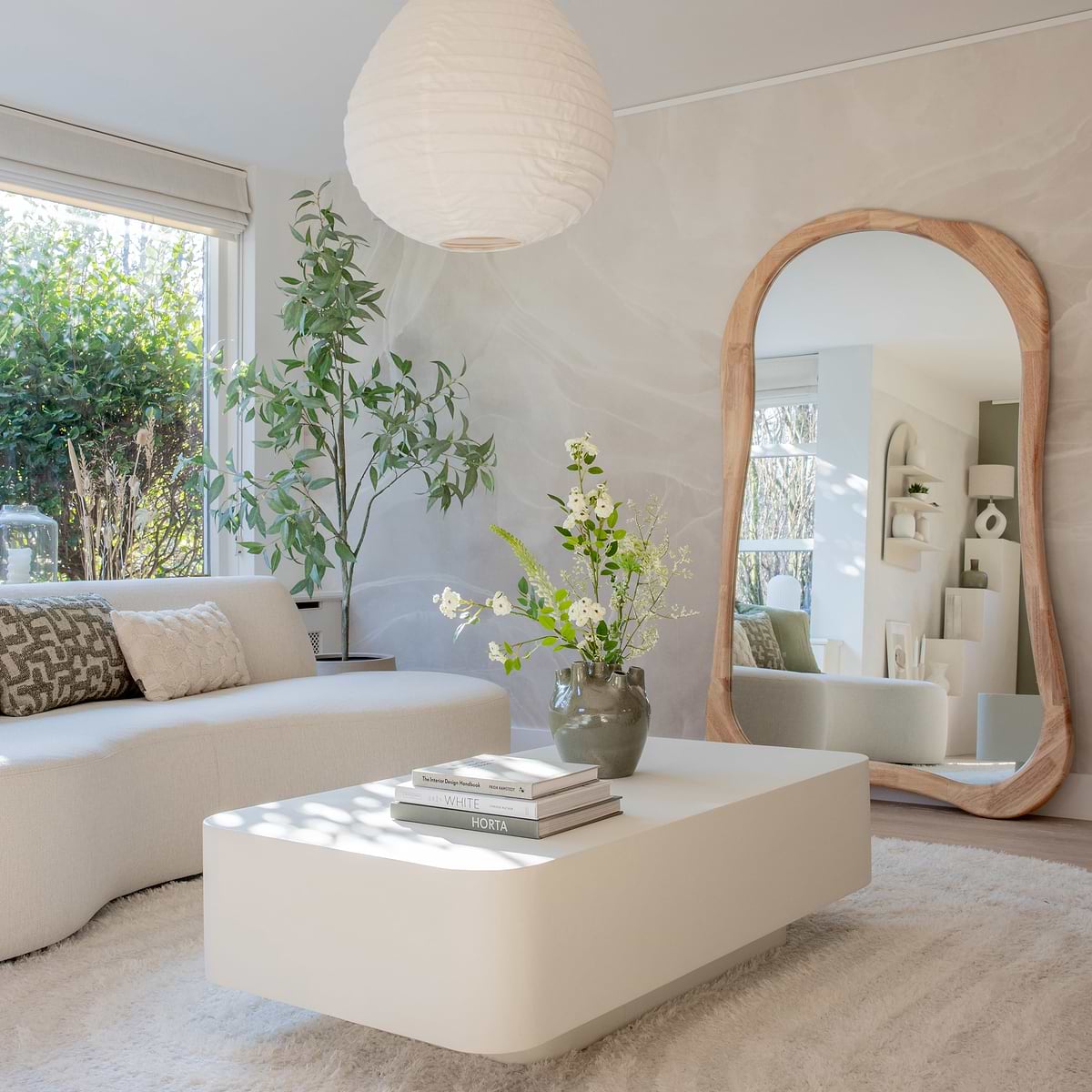 Arcurva Extra Large Full Length Light Wood Irregular Mirror 190x110cm