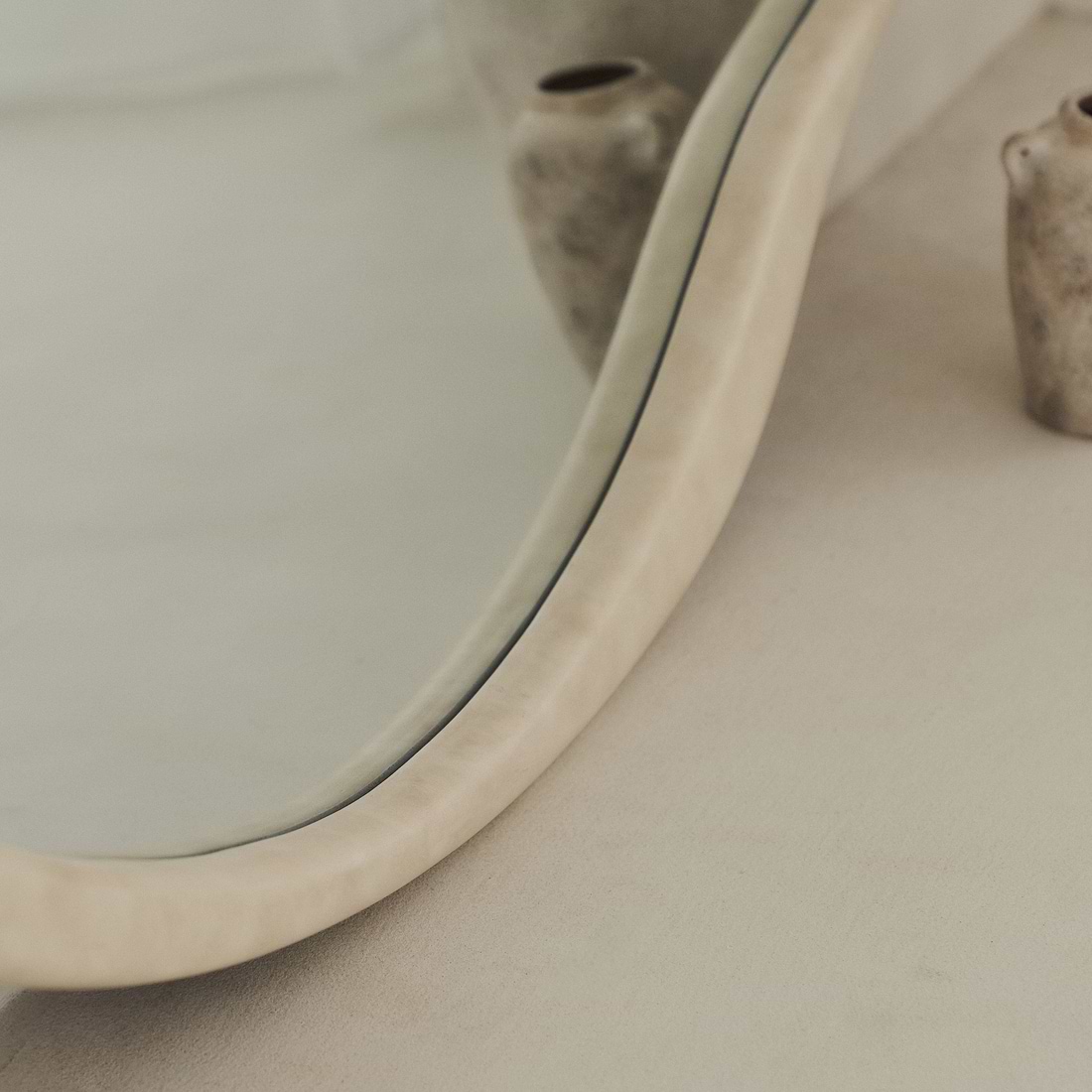 Large Overmantle Concrete Irregular Mirror 130cm x 80cm - Arcurva
