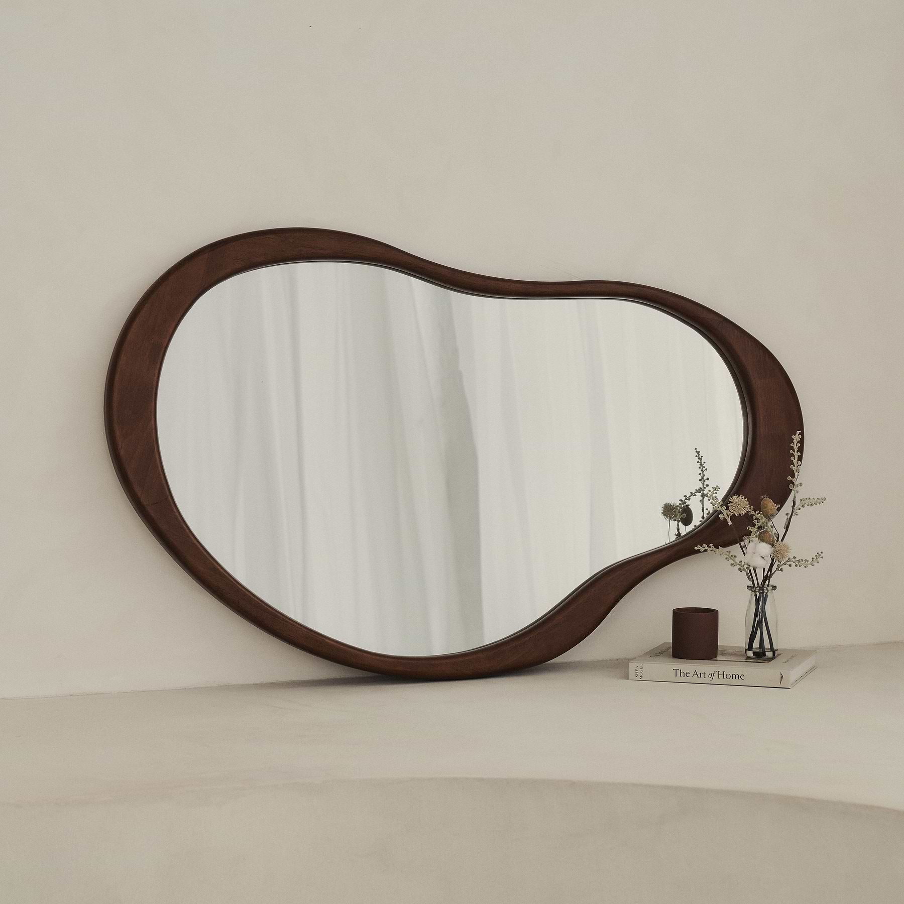 Large Overmantle Dark Wood Irregular Mirror 130cm x 80cm - Arcurva
