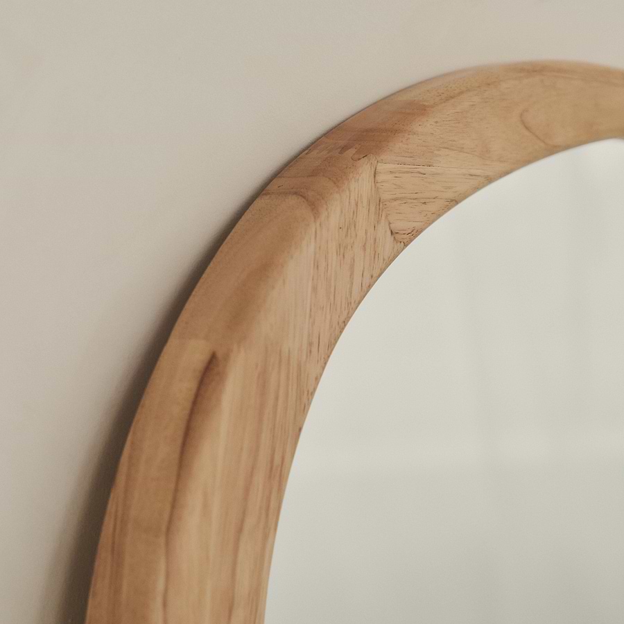 Large Overmantle Light Wood Irregular Mirror 130cm x 80cm - Arcurva