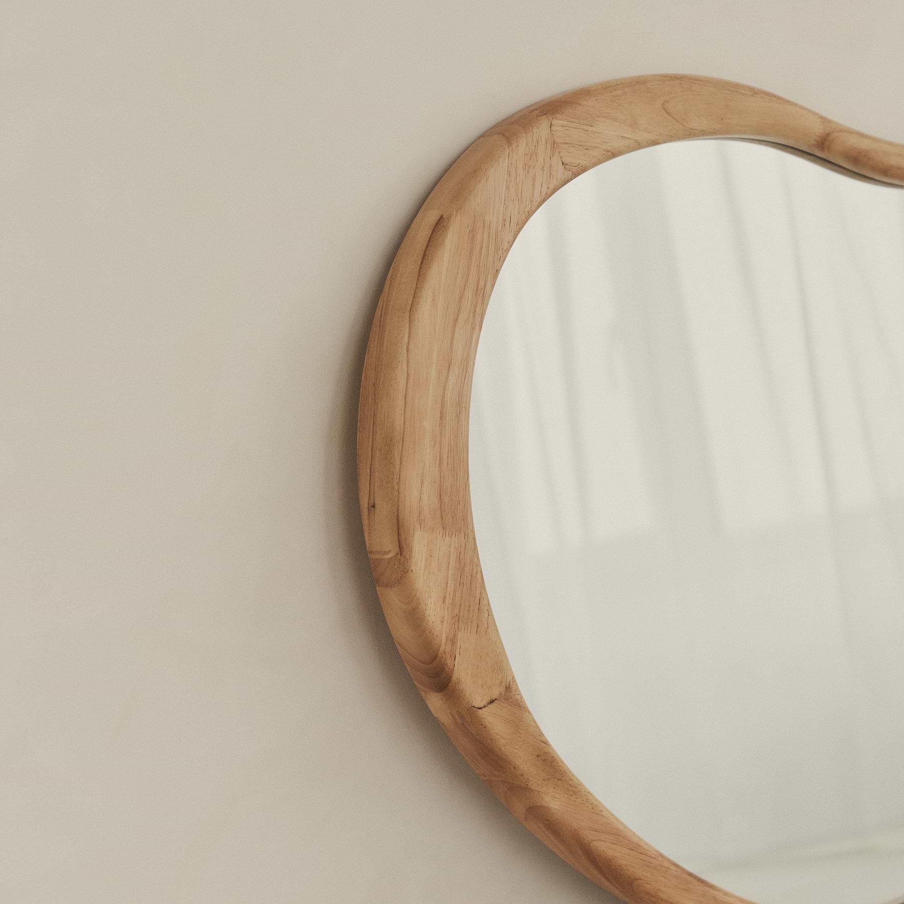 Large Overmantle Light Wood Irregular Mirror 130cm x 80cm - Arcurva