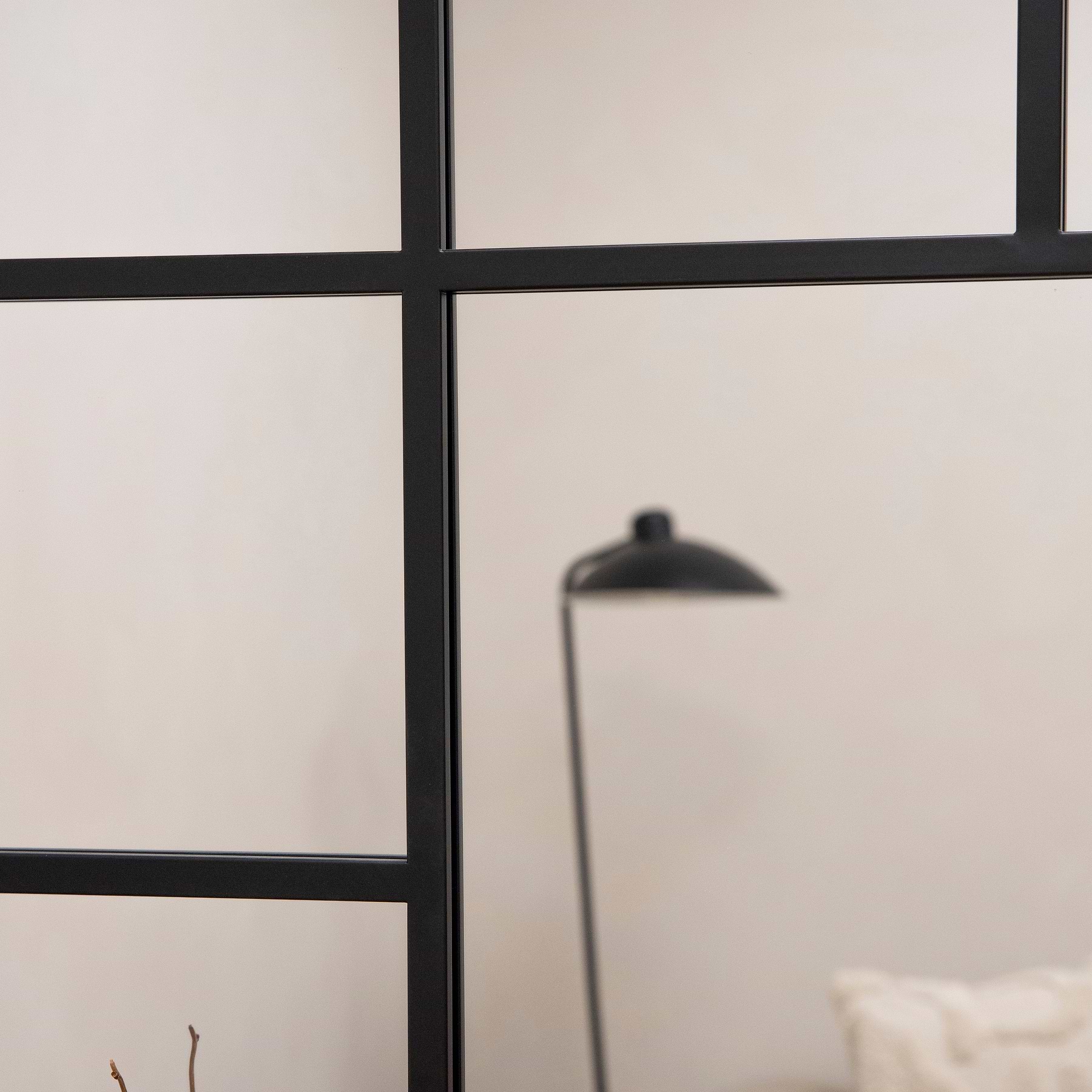 Black Industrial Full Length Metal Window Mirror 179cm x 119cm - Camden