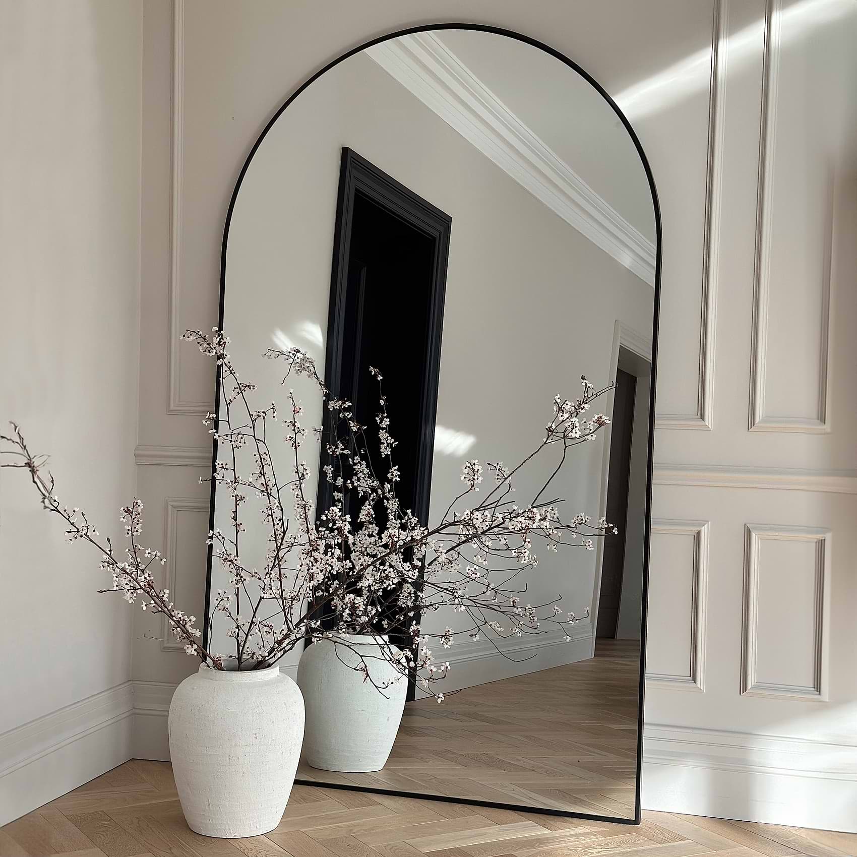 Black Full Length Arched Metal Mirror 200cm x 120cm - Liberty