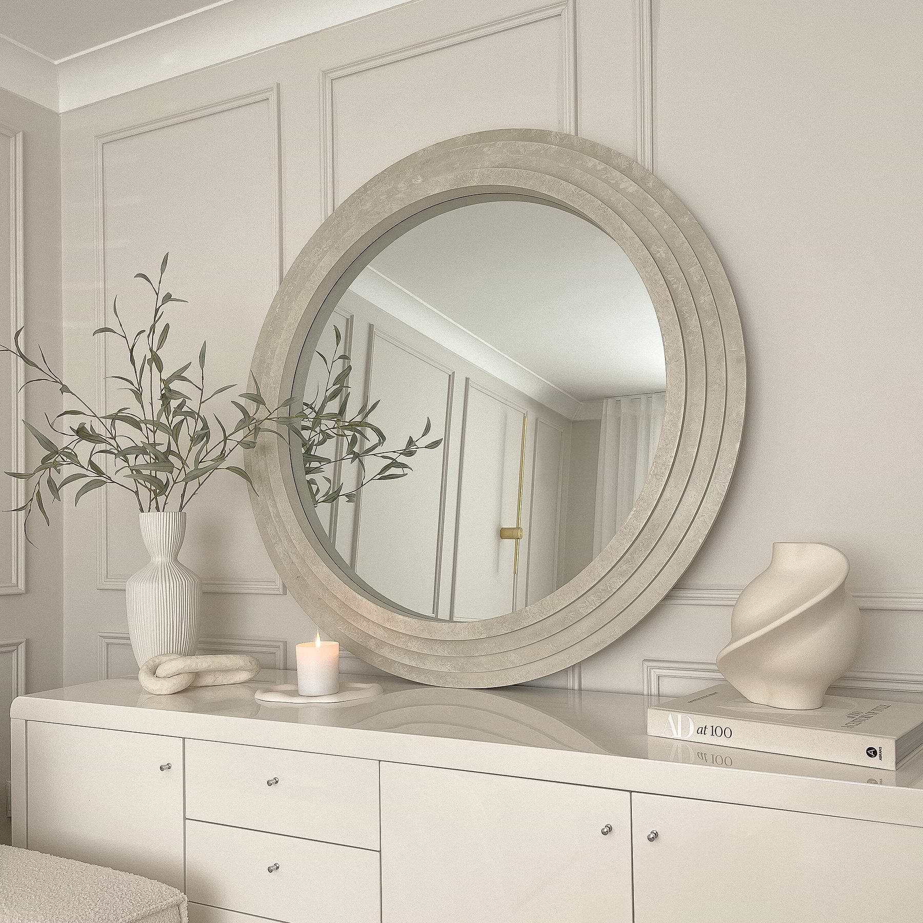 Round Concrete Wall Mirror 110cm x 110cm - Luciana