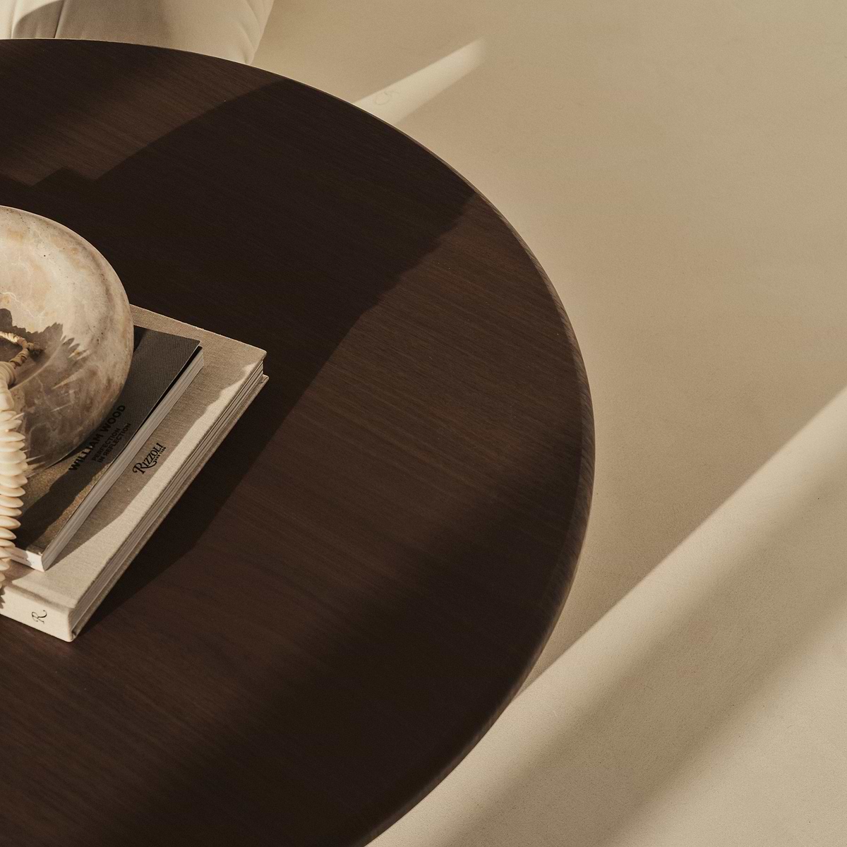 Large Dark Wood Round Wooden Coffee Table - Madison