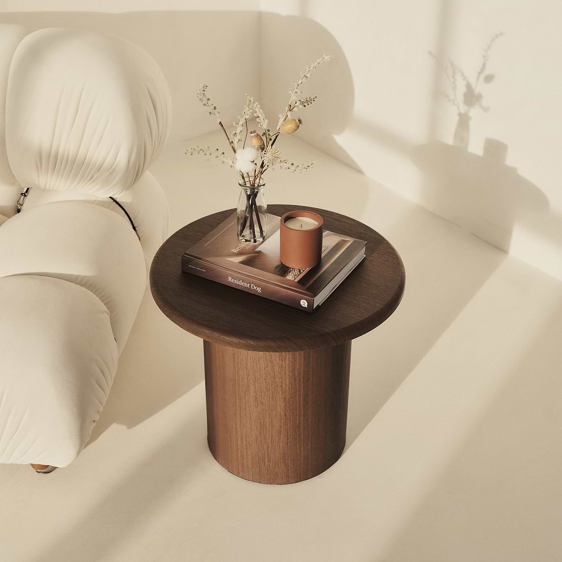 Dark Wood Round Wooden Side Table - Madison