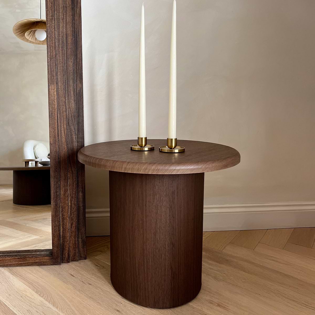 Dark Wood Round Wooden Side Table - Madison