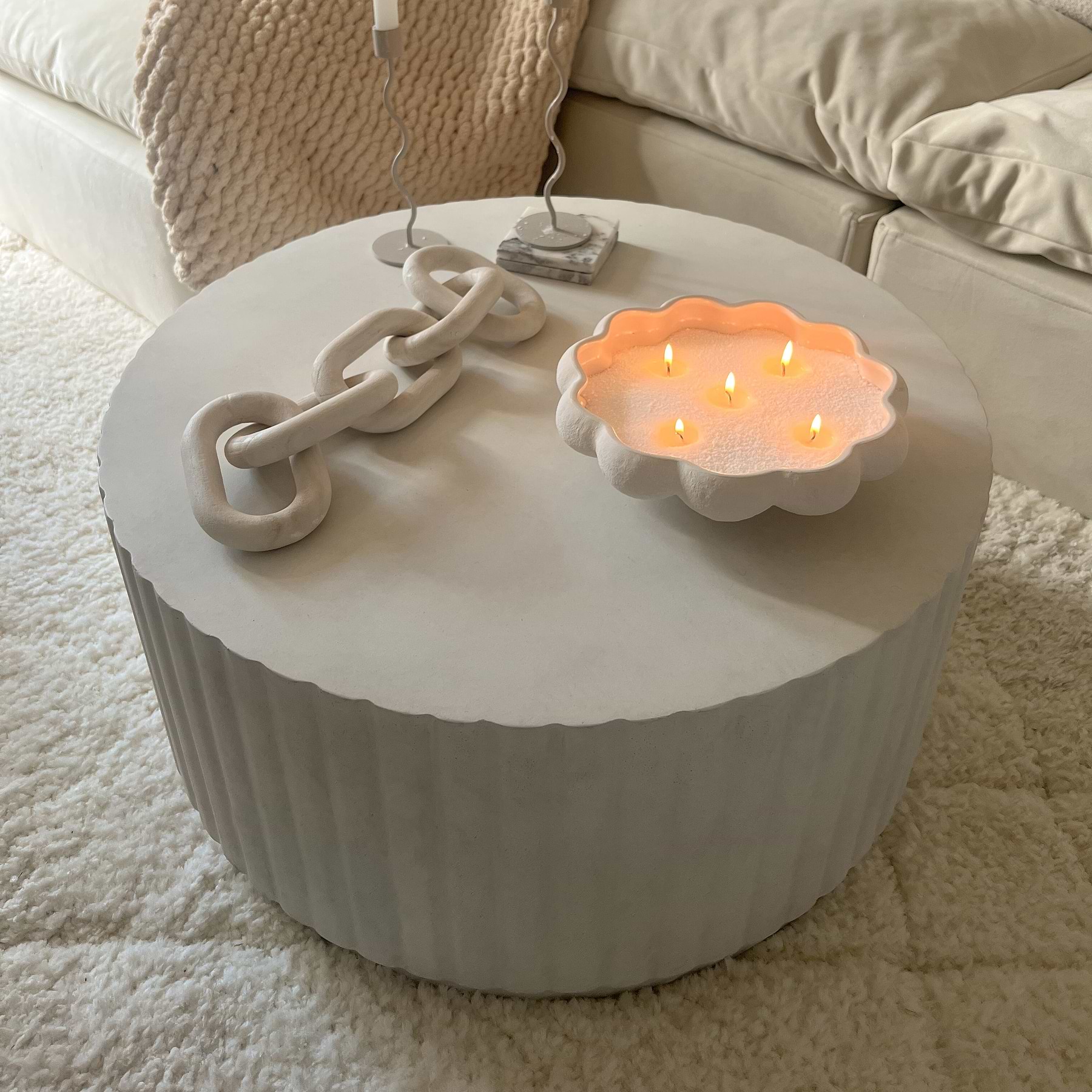 Minimal Concrete Ribbed Coffee Table Large - Massimo