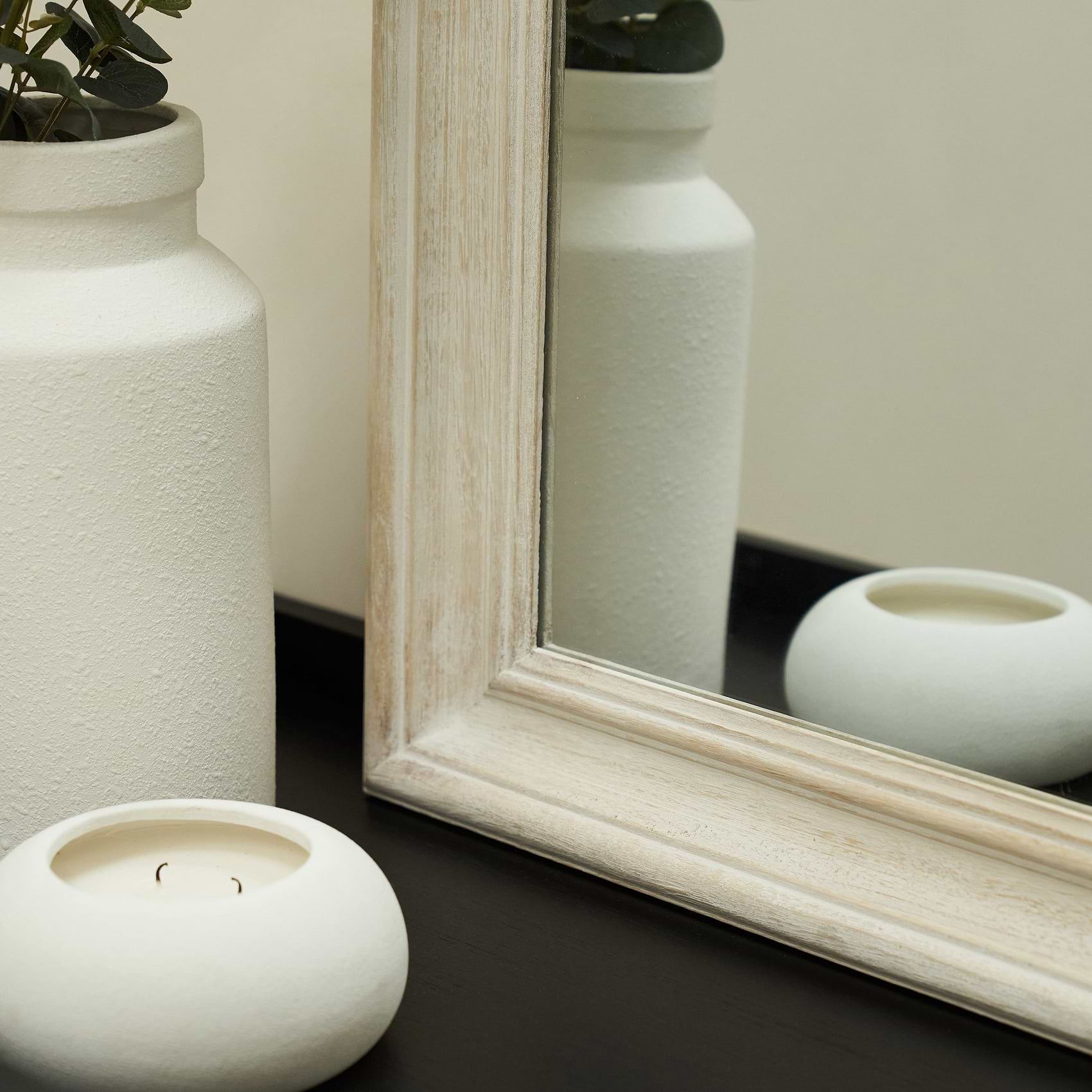 White Washed Wood Arched Mirror 120cm x 80cm - Melilla