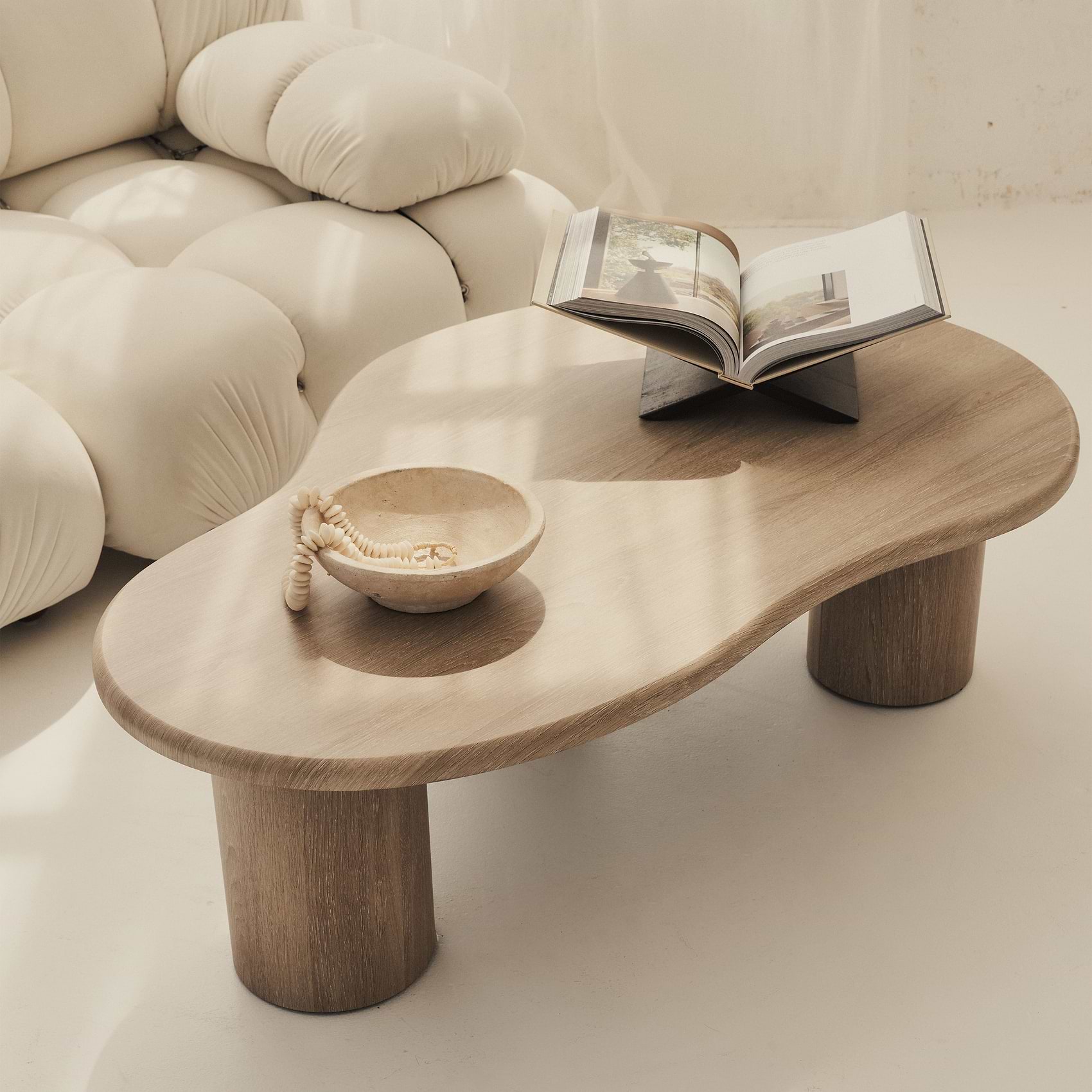 Large Washed Wood Irregular Wooden Coffee Table - Savanna