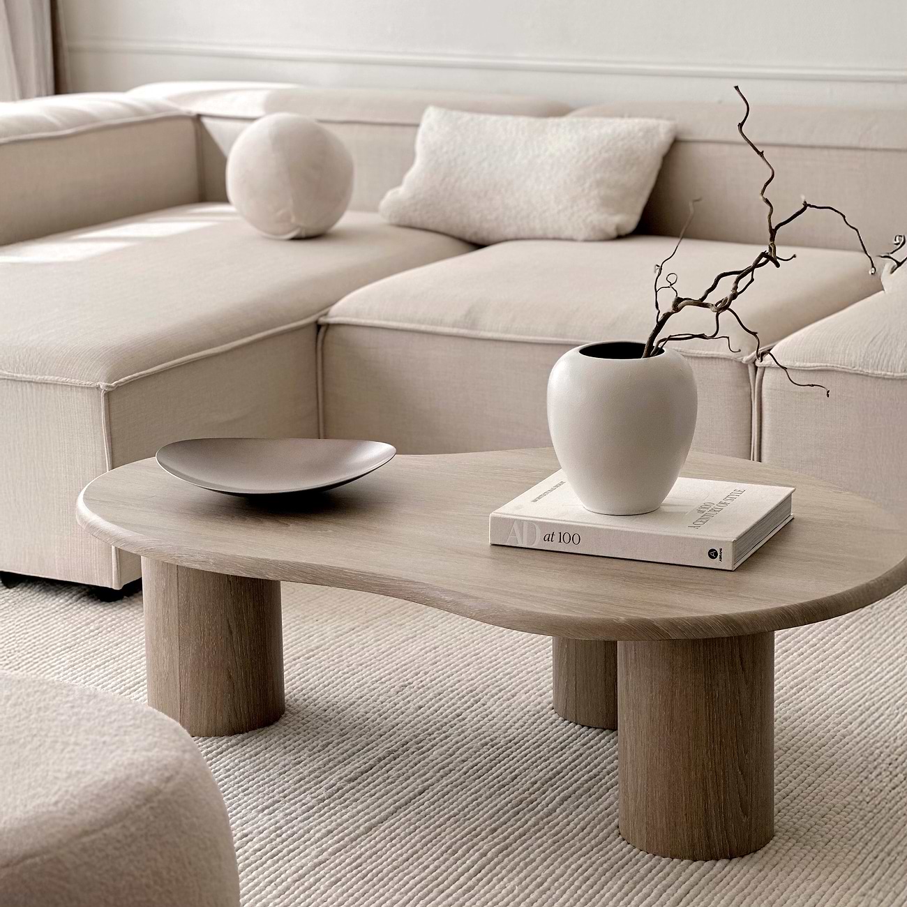 Large Washed Wood Irregular Wooden Coffee Table - Savanna