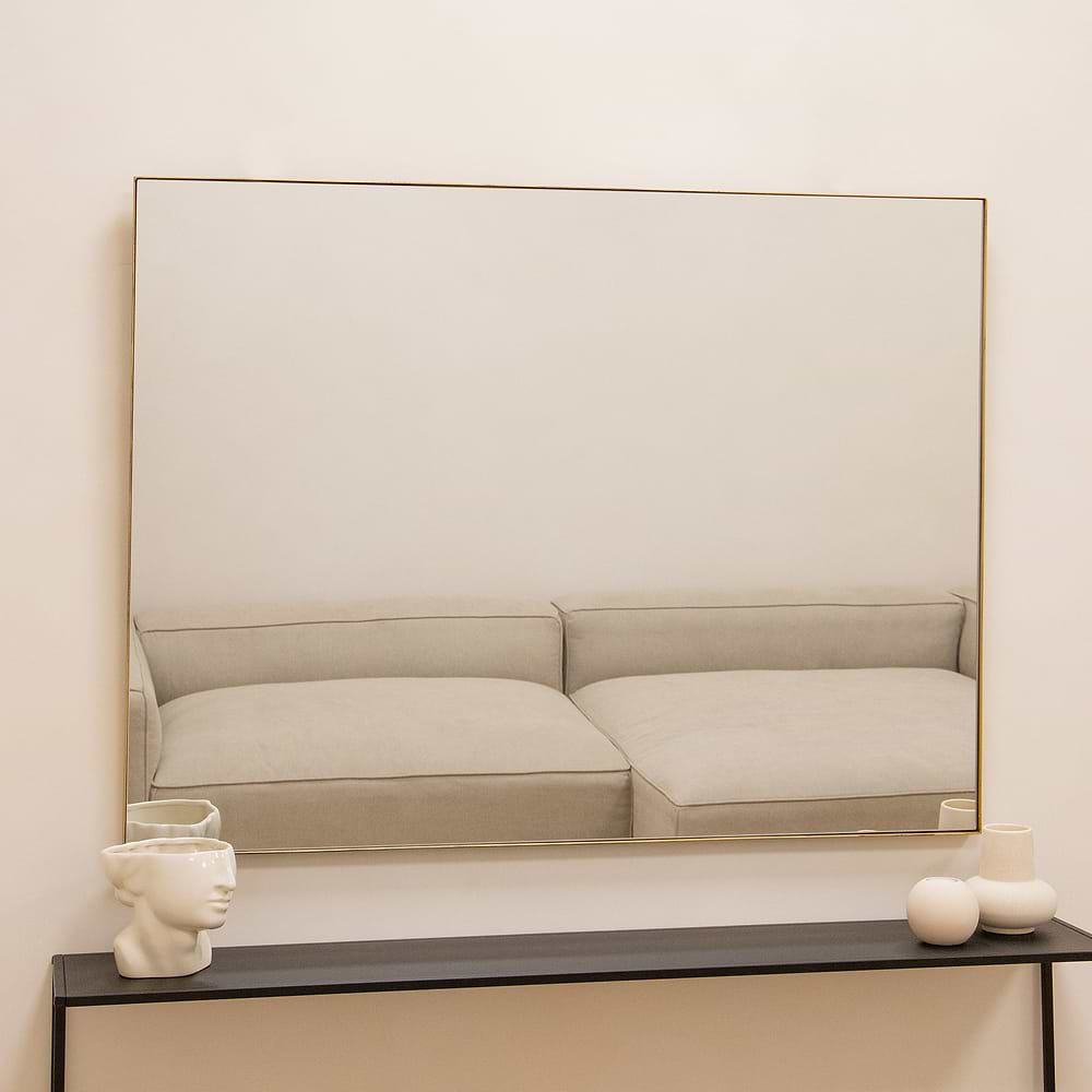 Gold Rectangular Metal Large Wall Mirror 120cm x 90cm - Theo