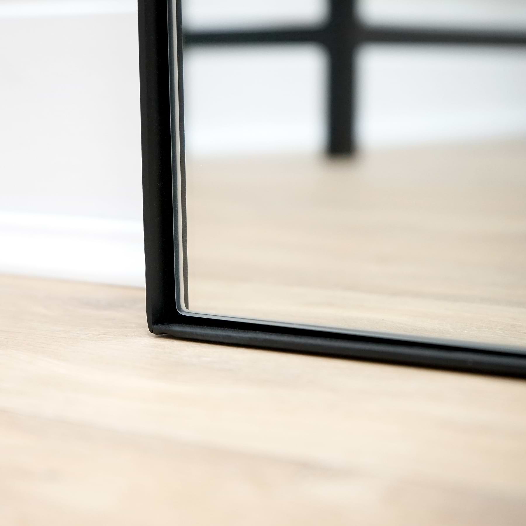 Full Length Black Rectangular Large Metal Mirror 179cm x 60cm - Theo