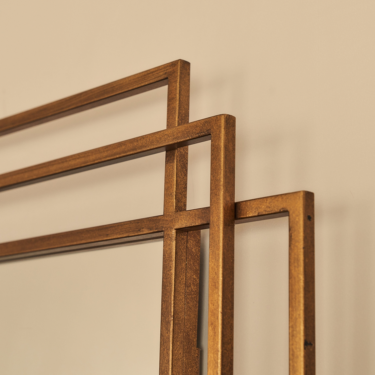 Large Gold Rectangular Metal Mirror 140cm x 70cm - Amalfi