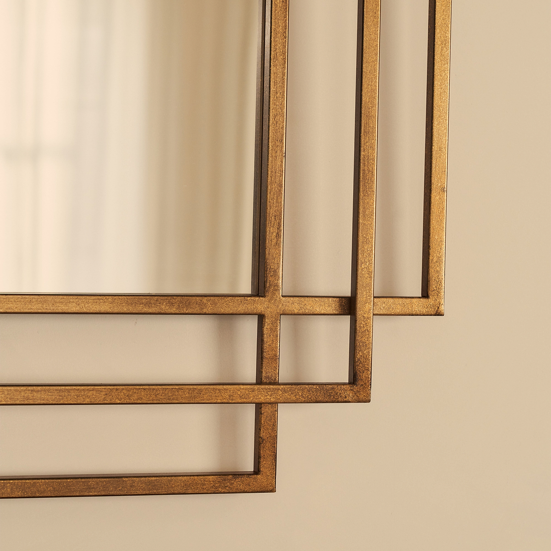 Large Gold Rectangular Metal Mirror 140cm x 70cm - Amalfi