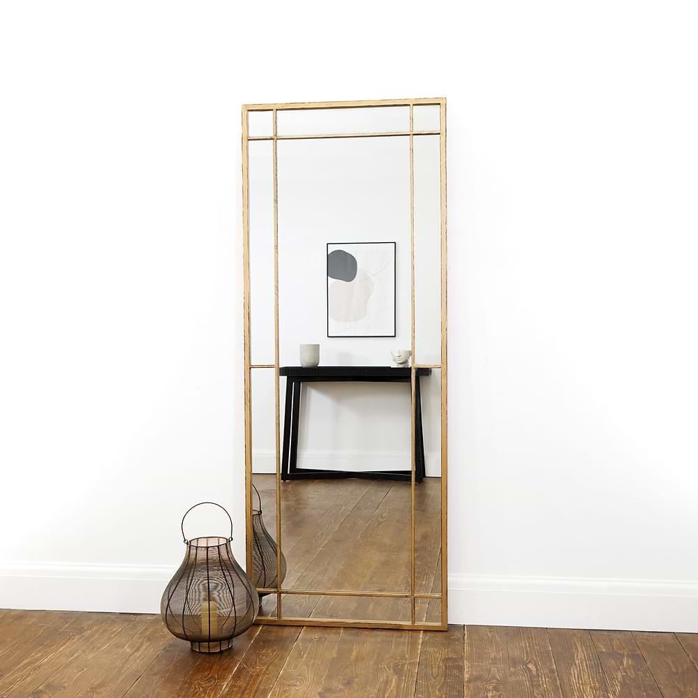 Gold Industrial Full Length Metal Mirror 180cm x 70cm - Bexley
