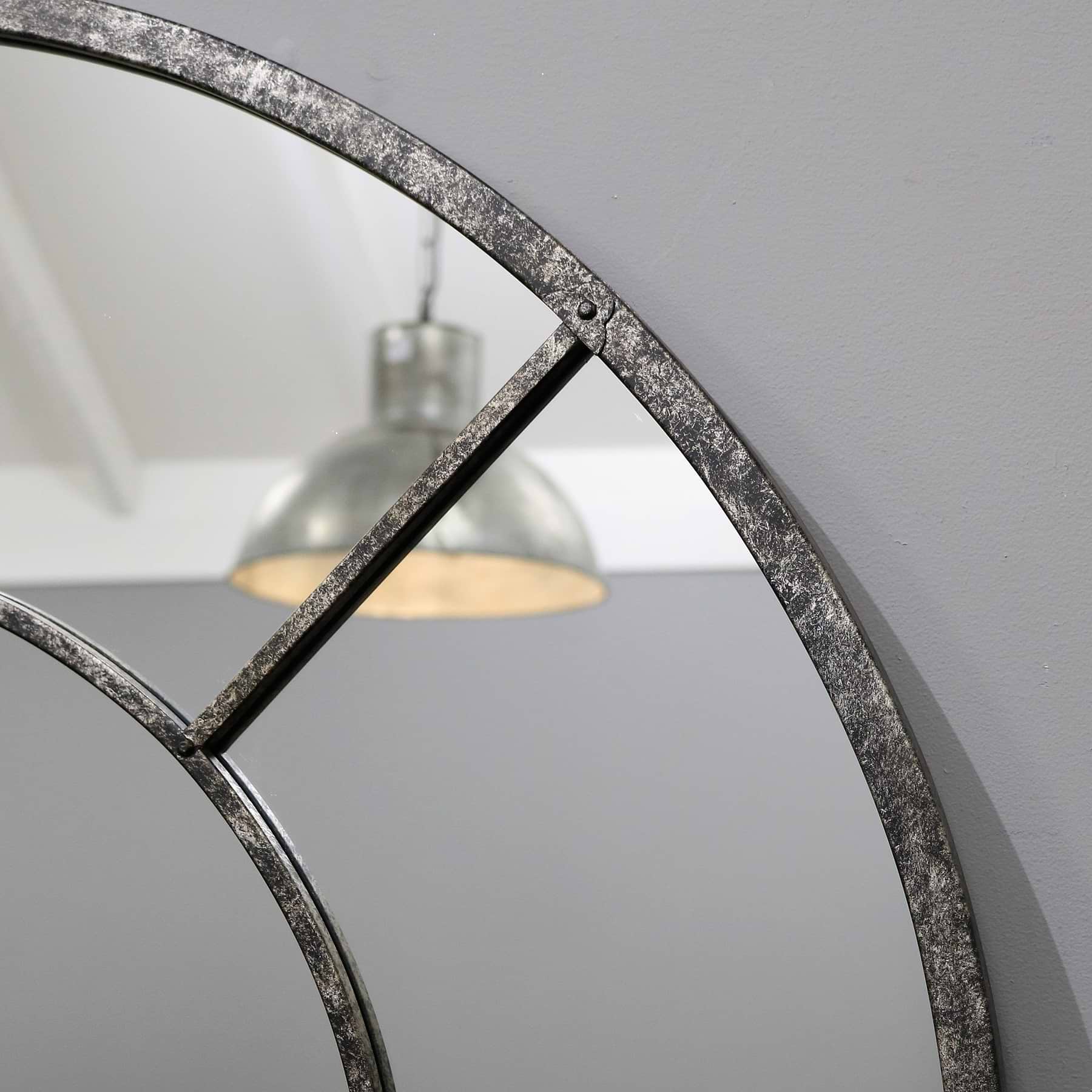 Crushed Black Arched Full Length Metal Mirror 179cm x 100cm - Chicago