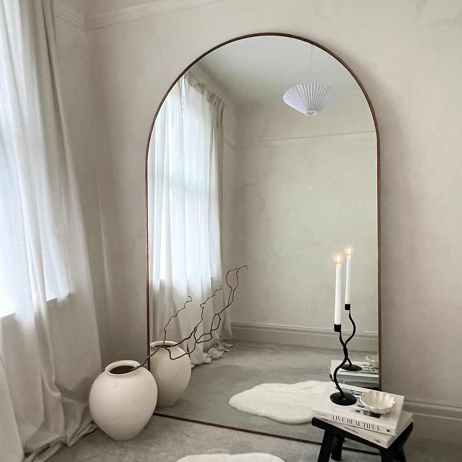 Gold Full Length Arched Metal Mirror 180cm x 110cm - Liberty