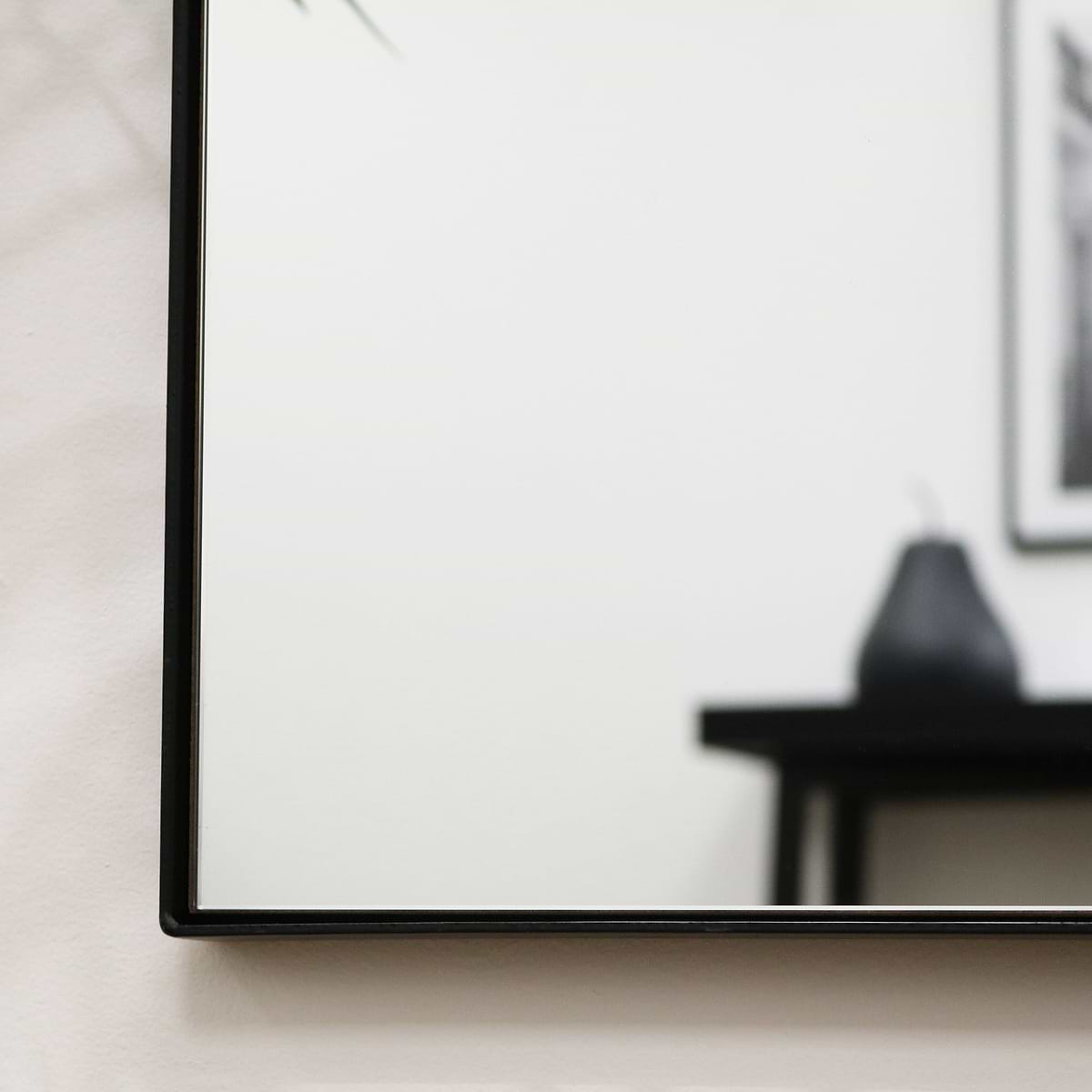 Full Length Black Rectangular Large Metal Mirror 179cm x 80cm - Theo