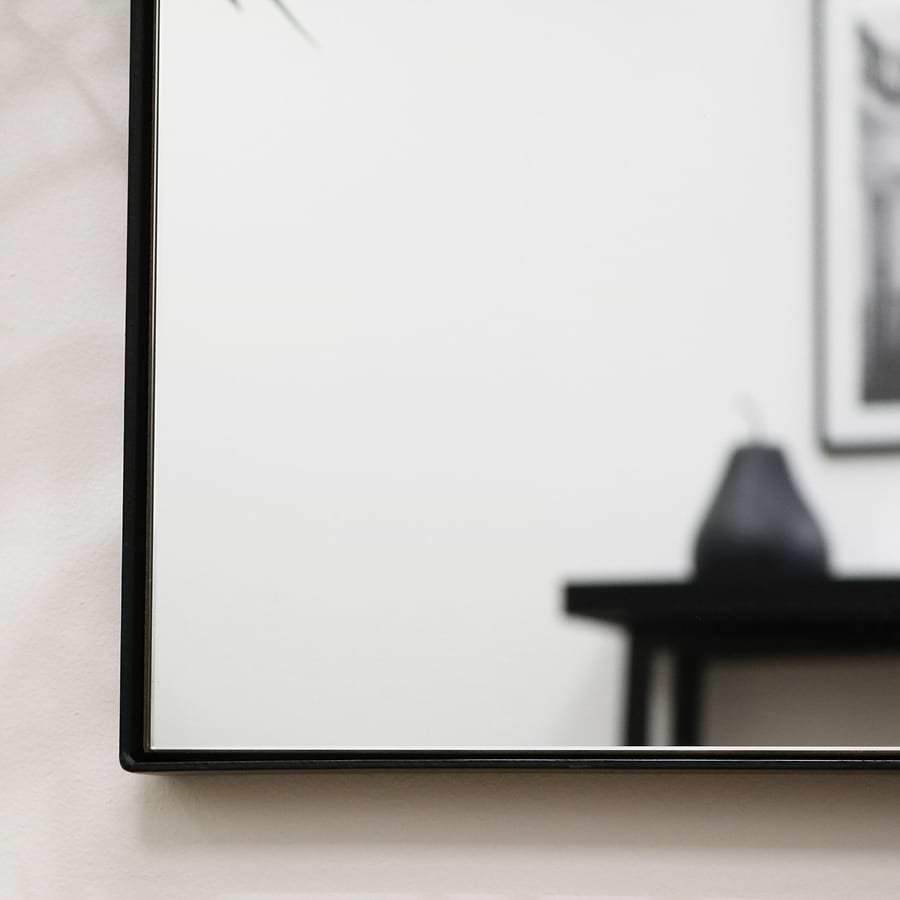 Black Rectangular Metal Wall Mirror 90cm x 60cm - Theo