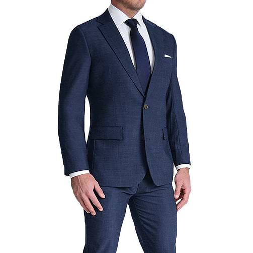 Athletic Fit Stretch Suit - Heathered Navy