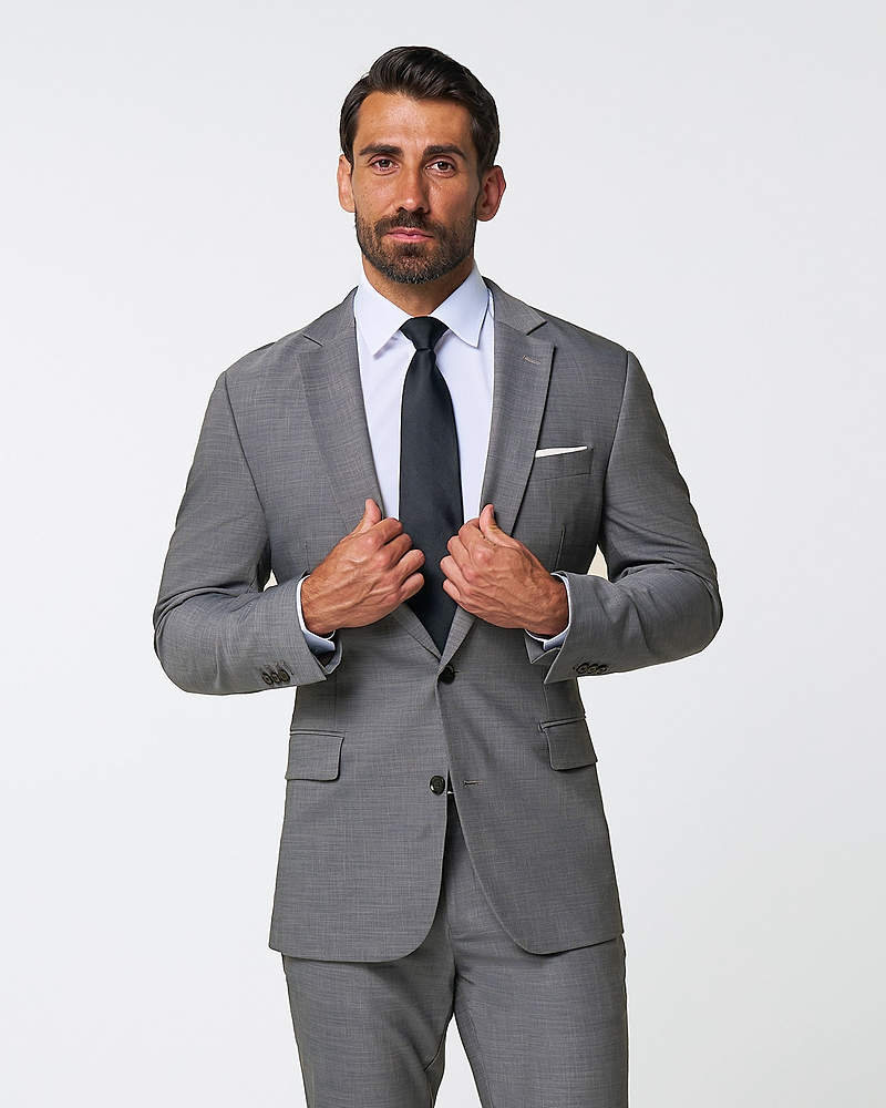 Athletic Fit Stretch Suit - Solid Grey