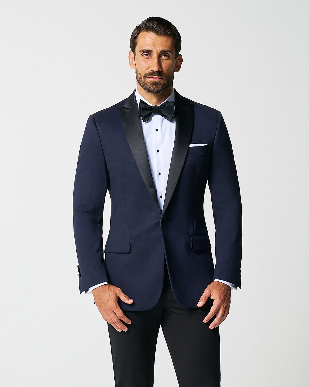 Athletic Fit Stretch Tuxedo Navy With Peak Lapel