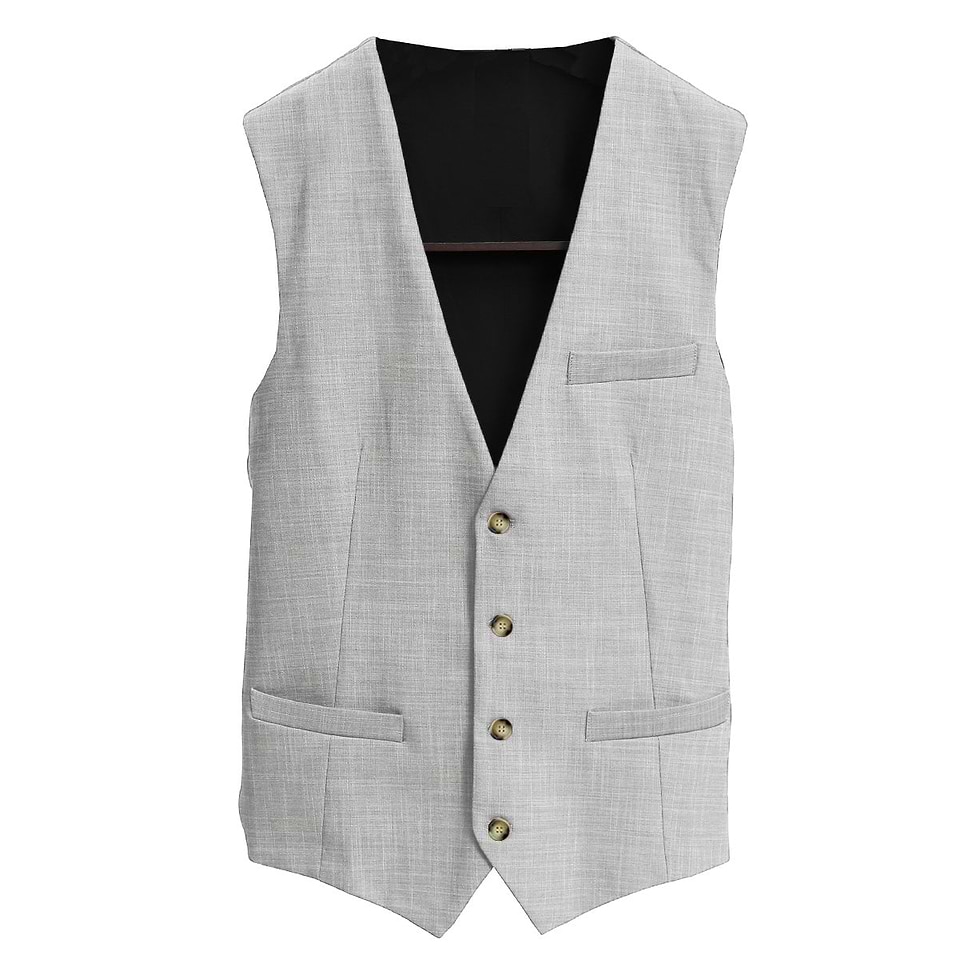 Athletic Fit Stretch Suit Vest - Lightweight Heathered Light Grey