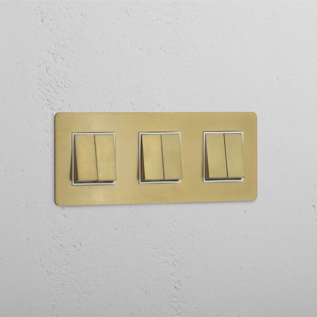 Triple 6x Rocker Switch | Antique Brass & White | Corston – Corston Europe