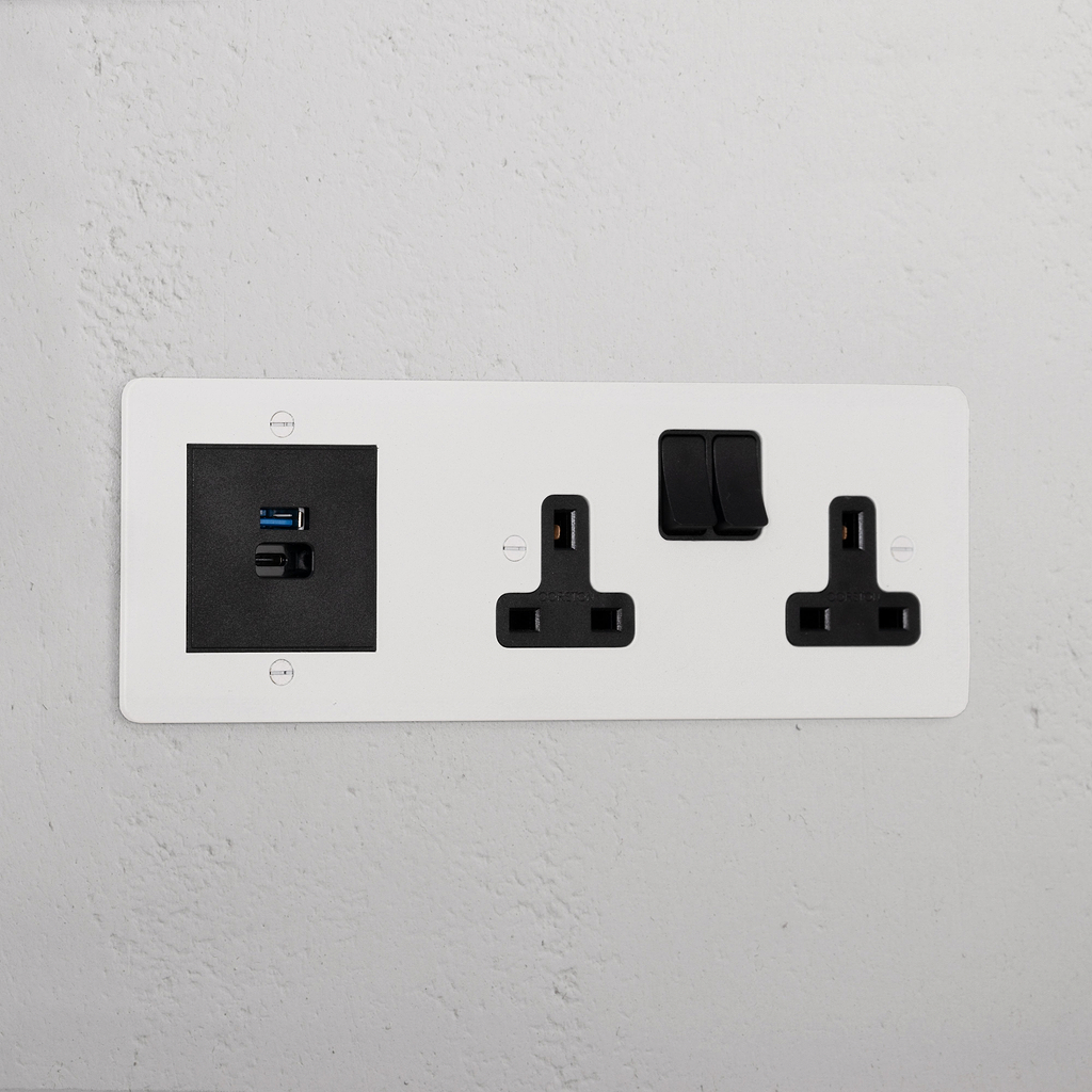 Double Socket + USB A+C Fast Charge | Paintable Black – Corston Trading LLC