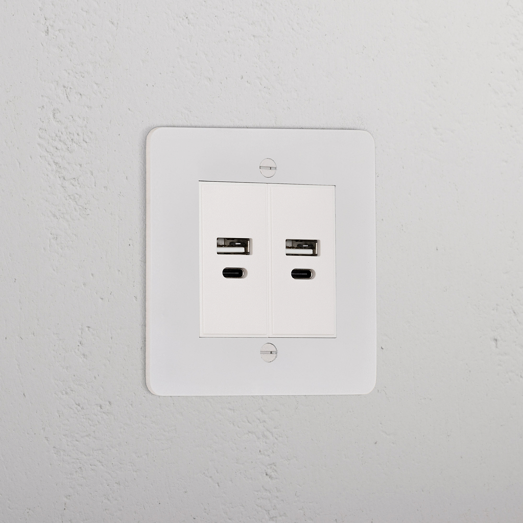 2x USB A+C Socket | Paintable White – Corston