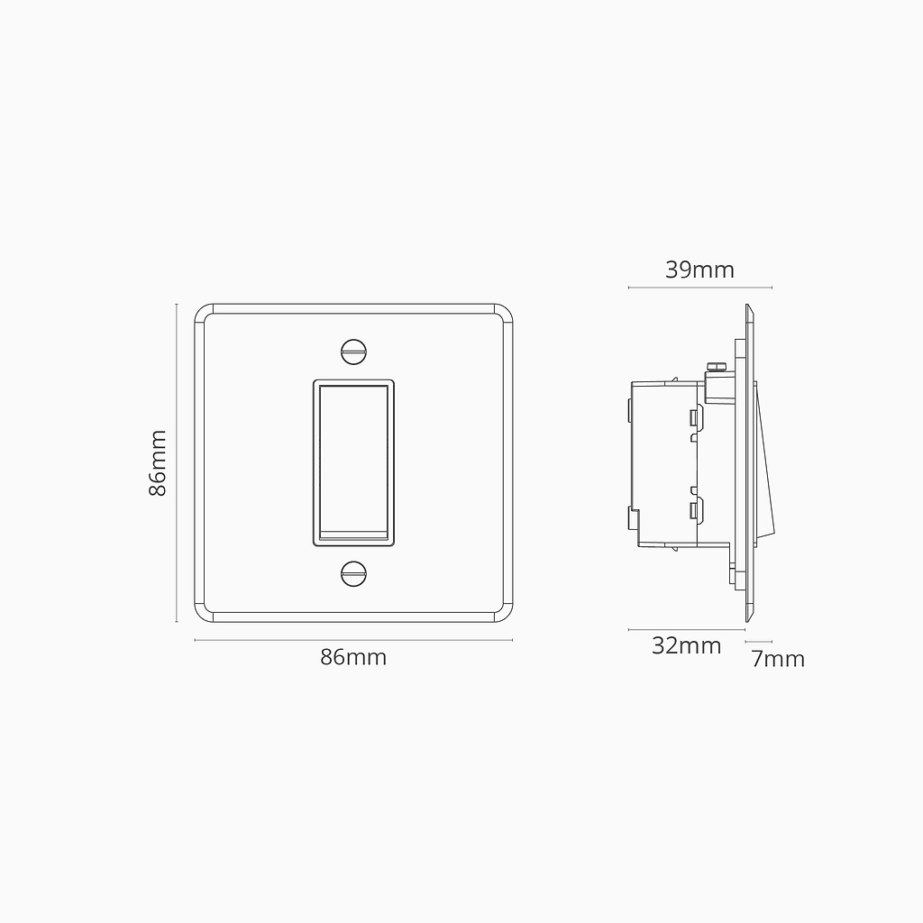 1G Retractive Rocker Switch | Clear Polished Nickel Black | Corston