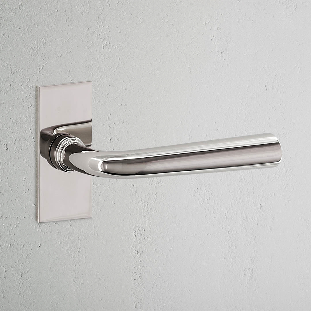Apsley Short Plate Fixed Door Handle | Polished Nickel | Door Furniture ...
