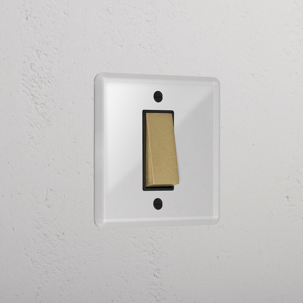 1G Double Pole Rocker Switch | Clear Antique Brass Black | Corston